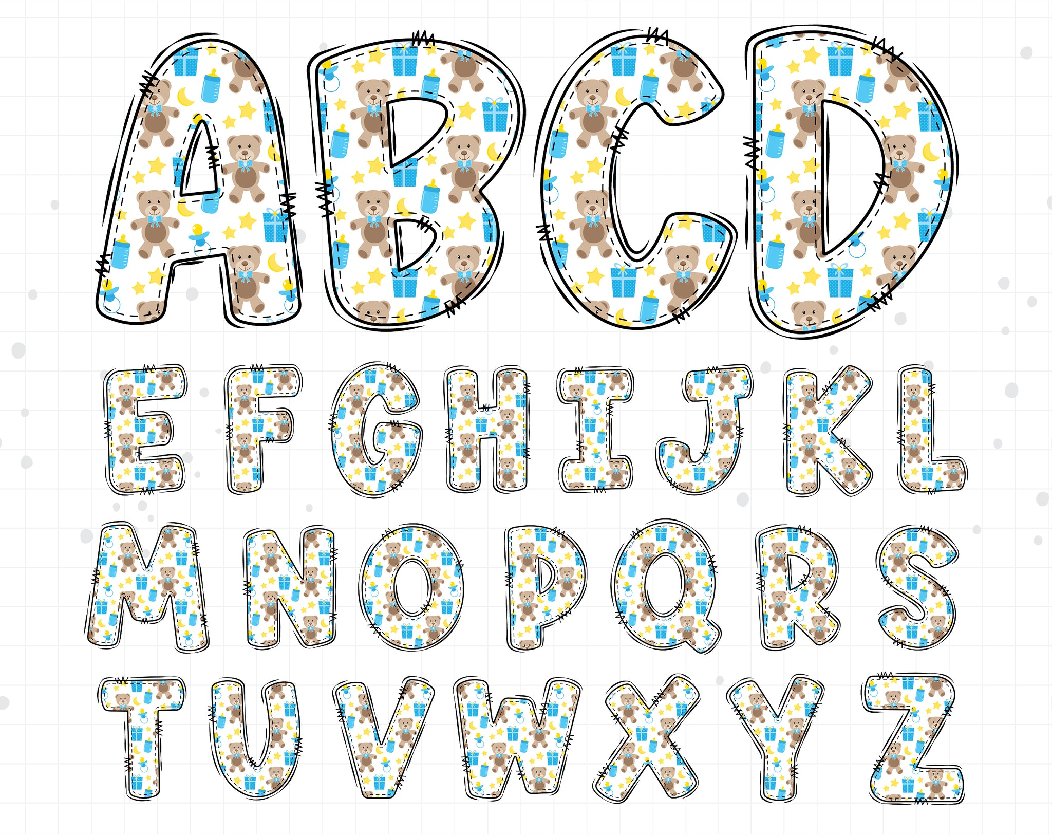 Baby Boy Alphabet Letters PNG, Birthday Kids Clipart, Kids Font PNG, B ...